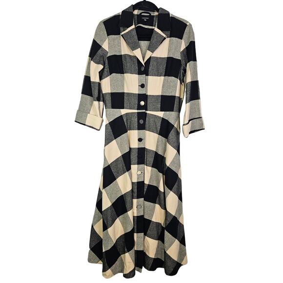 J. Peterman | Dresses | J Peterman 8 Black Buffalo Plaid Check Wool ...